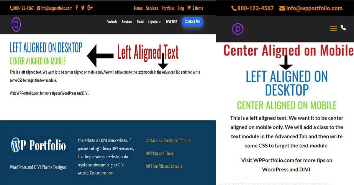 Center Align Text On Mobile View When Using Divi